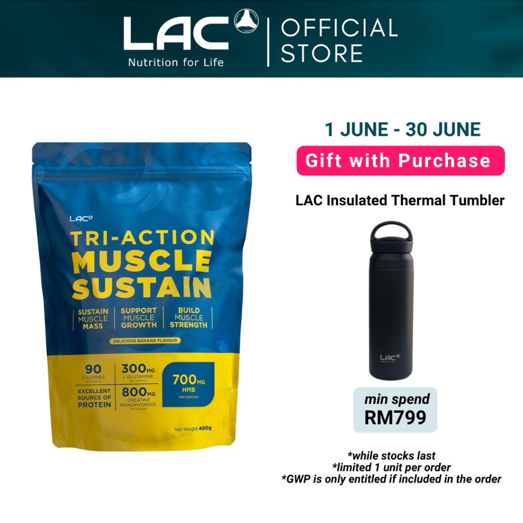 LAC PROTEIN Tri-Action Muscle Sustain - Banana Flavor (400g) [Exp Apr ...
