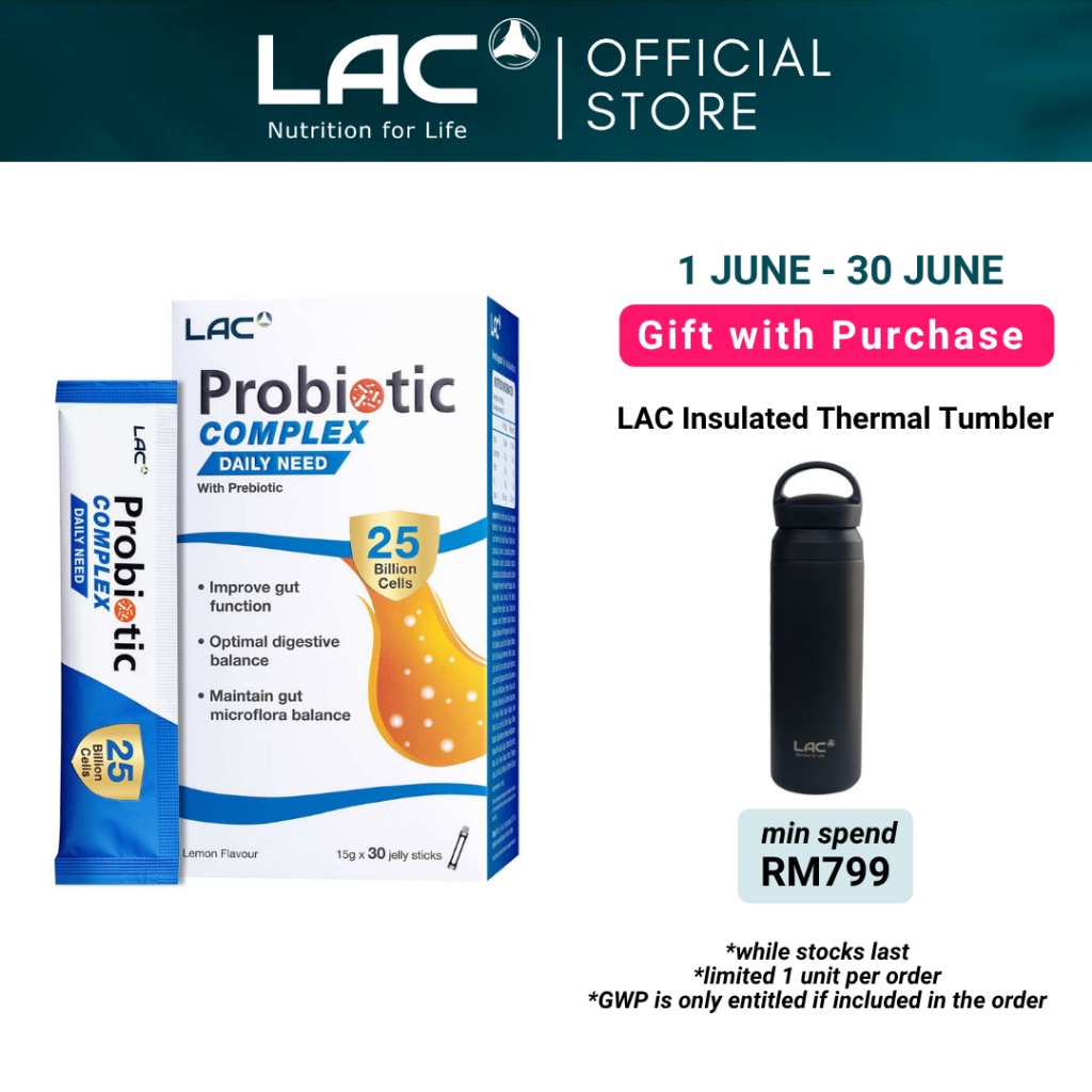 LAC Probiotic Complex 25 Billion - Lemon Flavour (15g x 30 Jelly Sticks ...