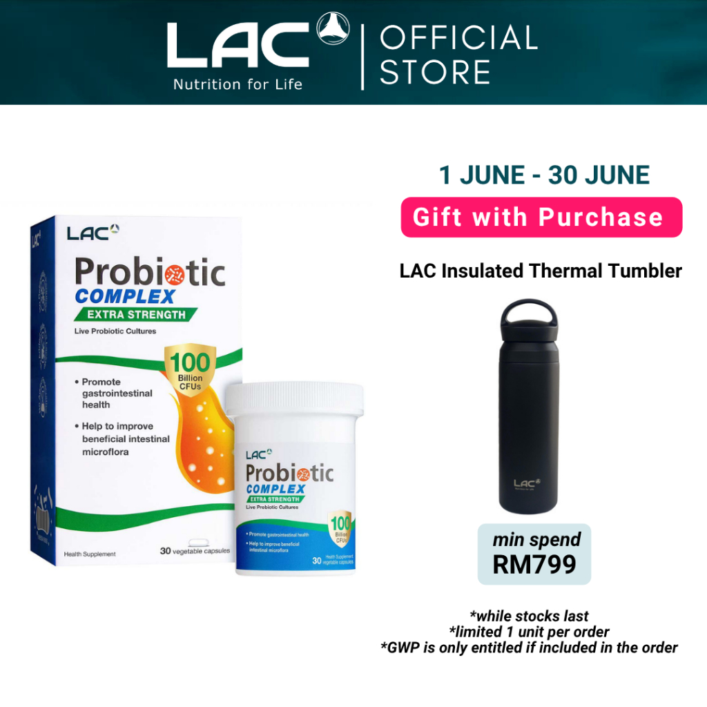 LAC Probiotic Complex 100 Billion CFUs (30 Vegetable Capsules) [Exp Jul ...