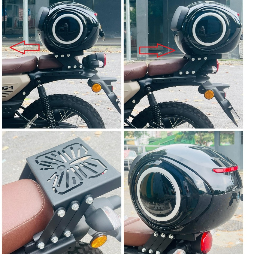Combo Top Box Siput Bulat 35Liter + Monorack Lipat Y15 Y16 LC135 V1 V2 ...