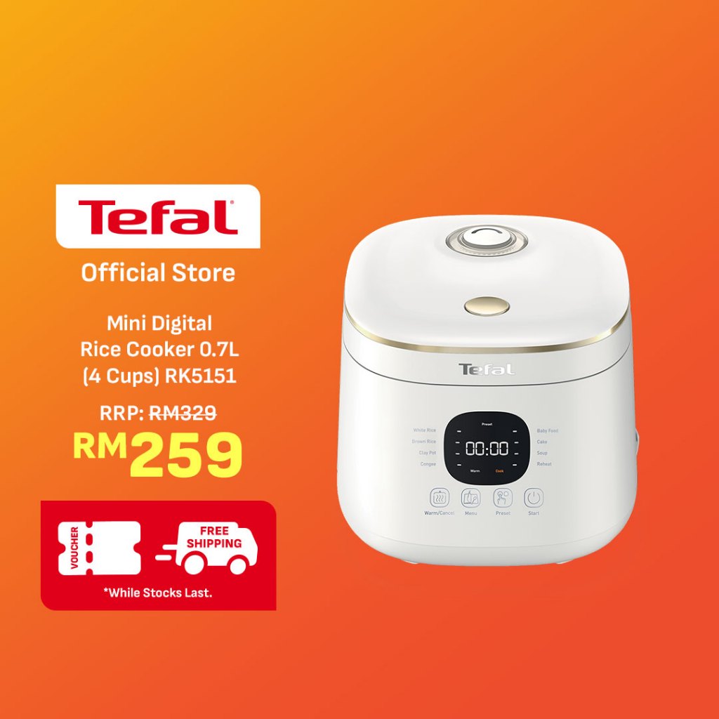 Tefal Rice Mate Mini Fuzzy Logic Rice Cooker 0.7L (RK5151) | Shopee ...