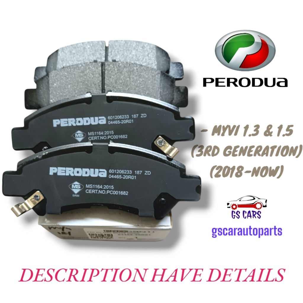 Perodua front disc brake pad myvi 2018 and above generation 3 perodua ...