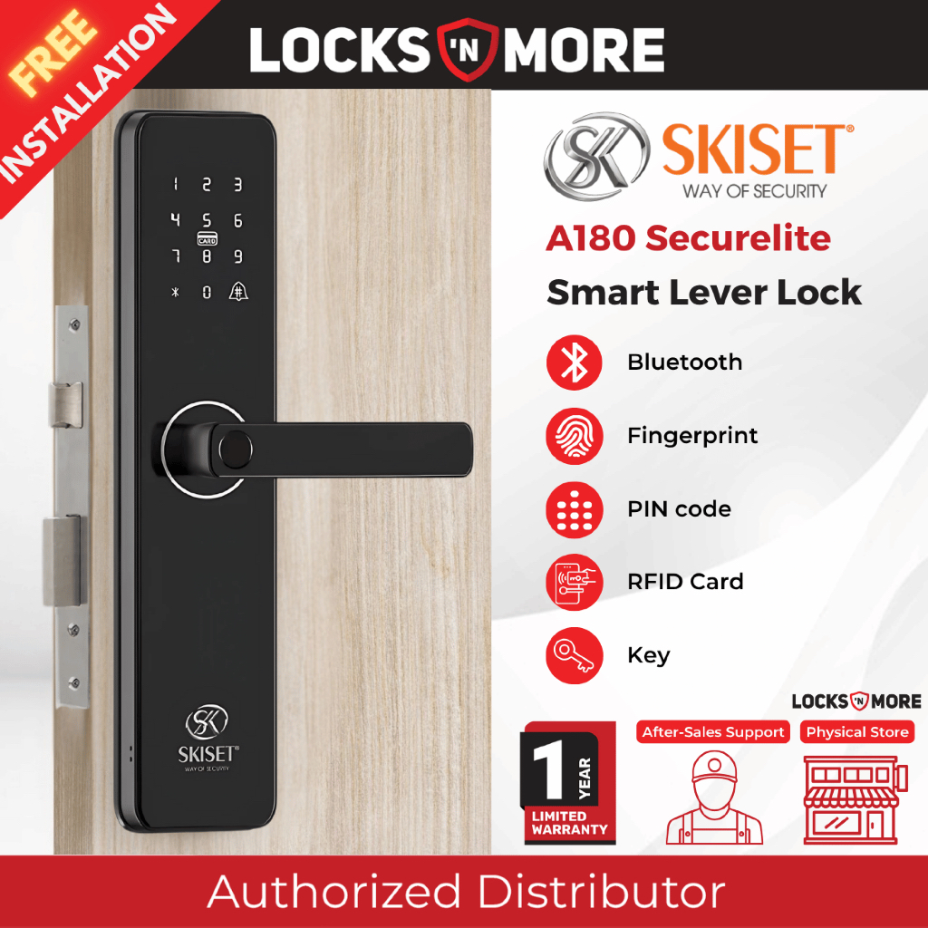 Skiset A180 SecureLite Smart Lever Lock | Free Installation | 1 Year ...