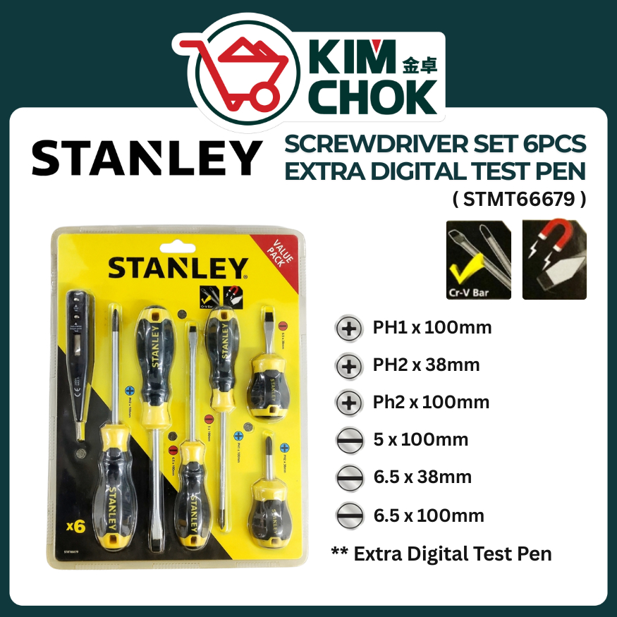 STANLEY Screwdriver Set 6pcs Extra Digital Test Pen ( STMT66679 ...