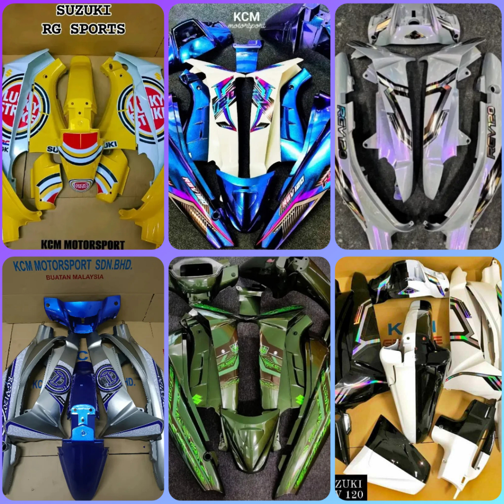 COVER SET MOTOR HLD SUZUKI RGV 120 TWO FACE COLOUR CHROME DESIGN ...