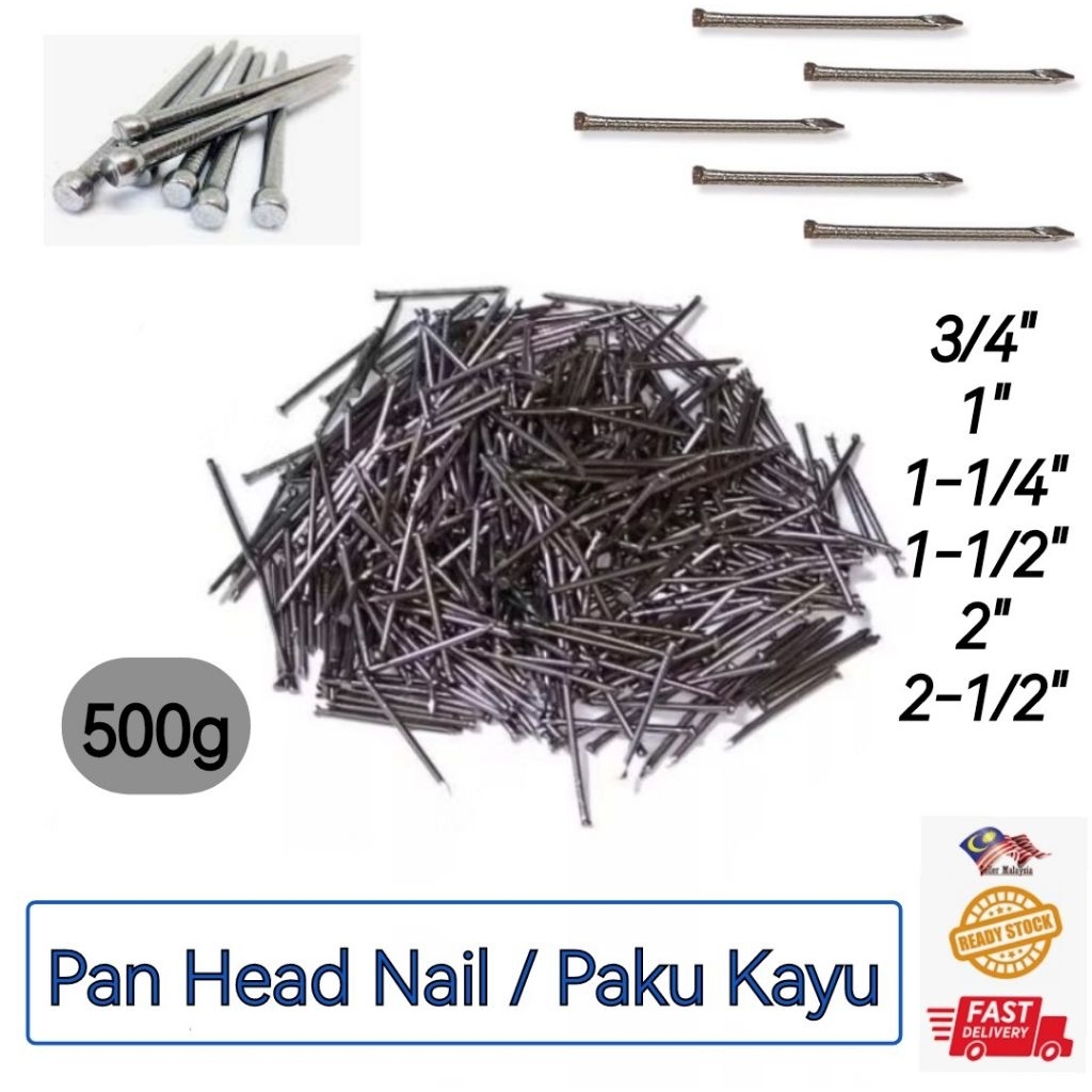 **Ready Stock** 500g Paku Besi Tidak Ada Kepala Headless Pan Round Lost ...