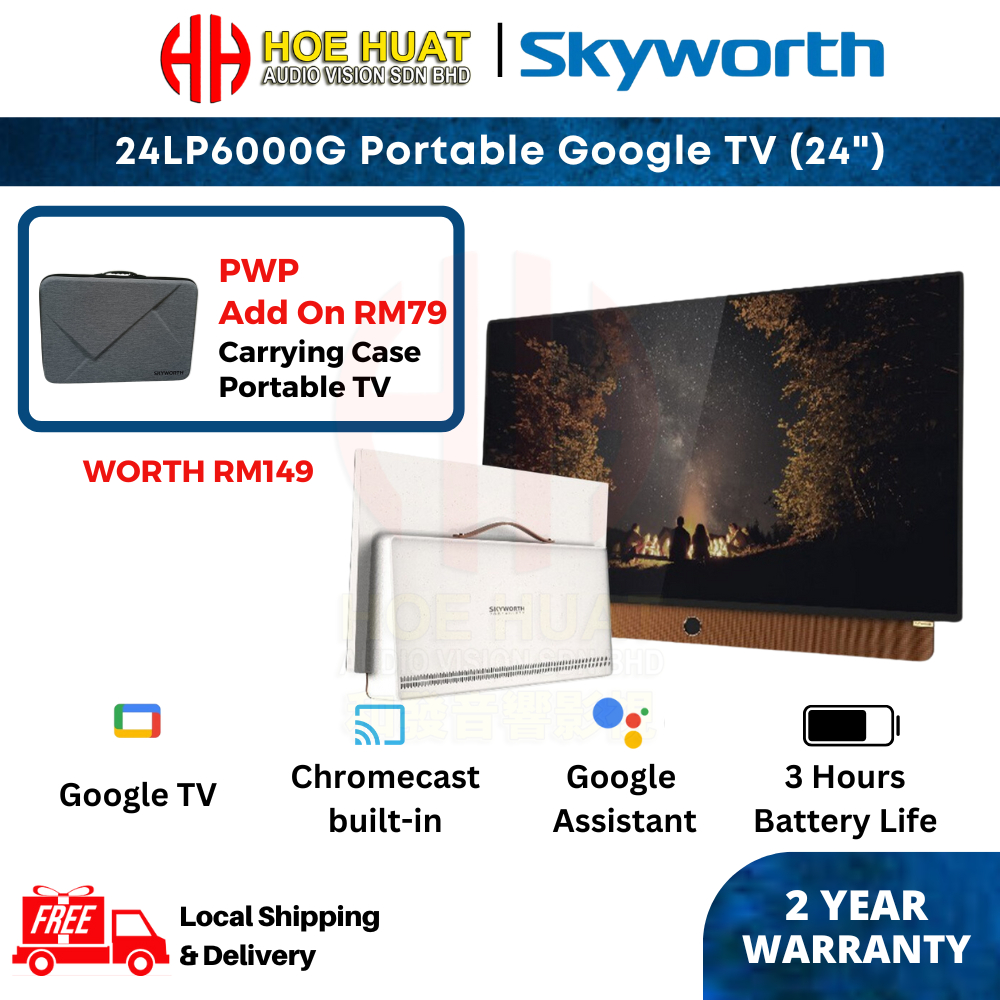 【FREE SHIPPING】SKYWORTH 24" 2K FHD Portable Google TV 24LP6000G | Dual ...