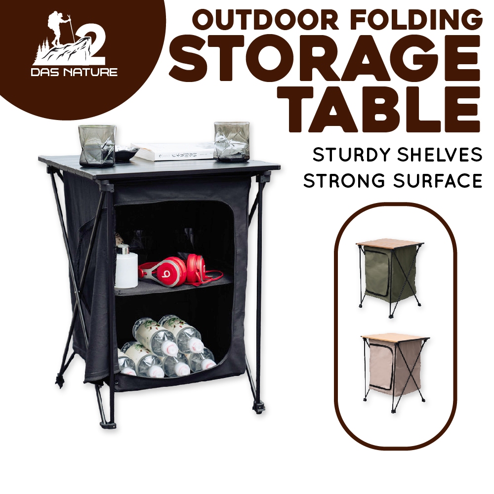 Camping Storage Shelf Outdoor Meja Lipat Portable Folding table Storage ...