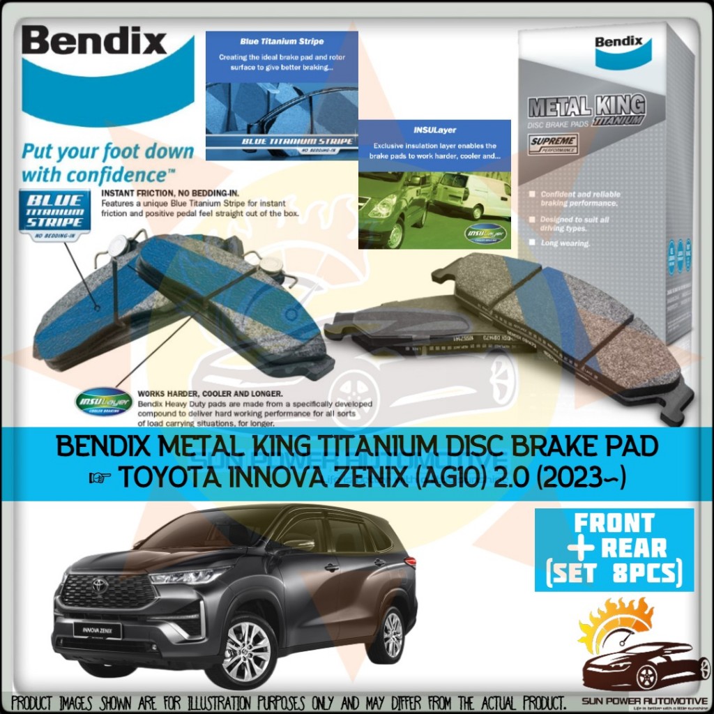 BENDIX METAL KING TITANIUM MKT Heavy Duty Toyota Innova Zenix AG10 2.0 ...