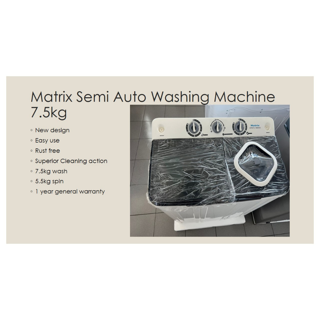Matrix Mesin basuh Semi Auto Washing Machine Twin Tub/Manual 7.5kg ...