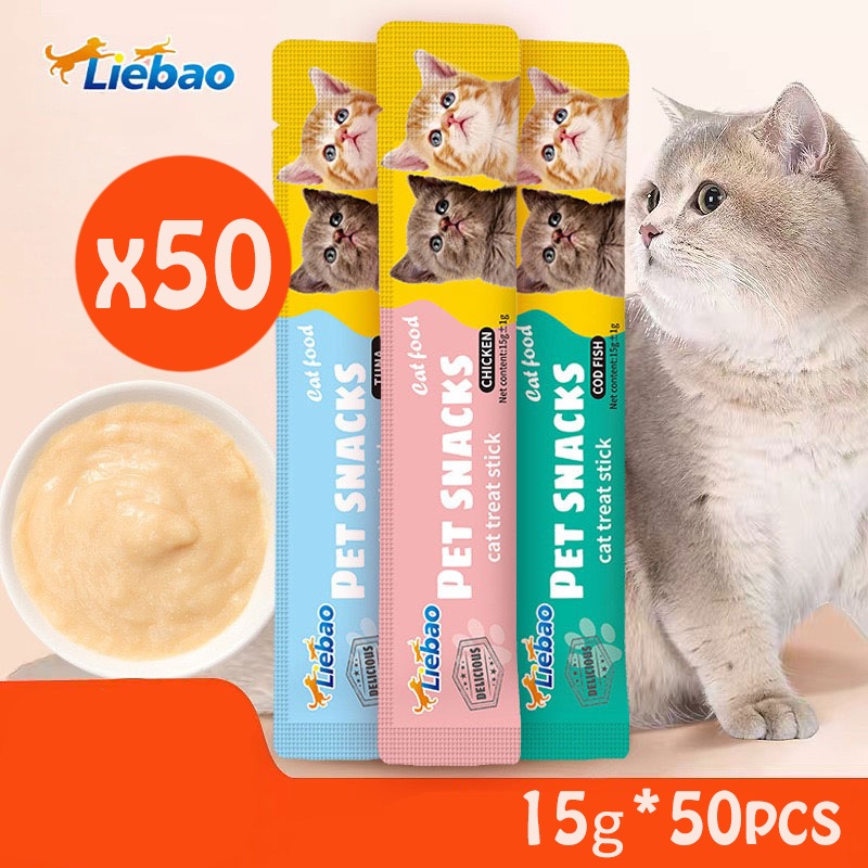 (50pcs)LIEBAO Cat Stick Cat Snack Cat Wet Food Cat food Tuna Chicken ...