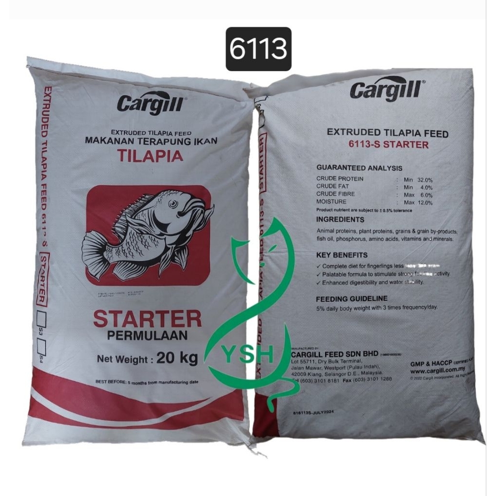 Cargill Makanan Ikan 6113 Premium Tilapia Fish Feed 20kg | Shopee Malaysia