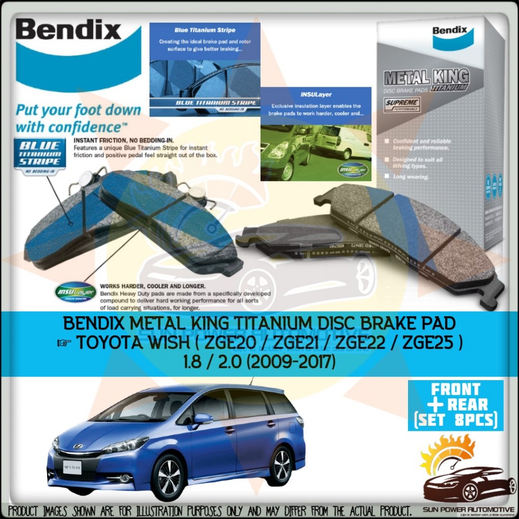 BENDIX METAL KING TITANIUM MKT Toyota Wish ZGE20 ZGE21 / ZGE22 ZGE25 ...