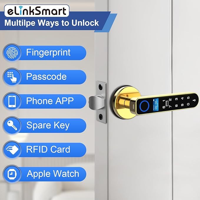Fingerprint Handle Door Lock RFID NFC Smart Door Levers eLinkSmart ...
