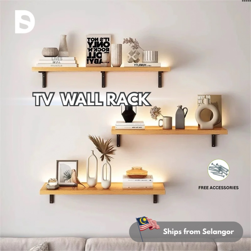 🇲🇾Wall Rack Wood Hanging L Shelf Rak Hiasan Dinding Shelves Mounted ...