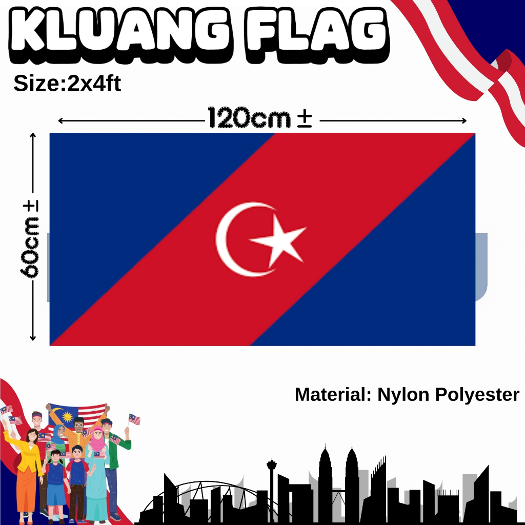 【Benderaku】Nylon Polyester 2x4ft Kluang Flag Bendera Daerah Johor ...