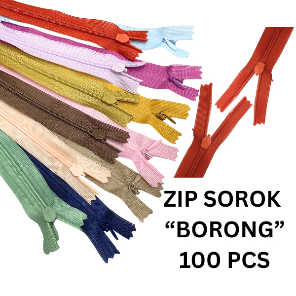 (100PCS) Zip sorok borong 8"-22", zip sembunyi/zipper/zip susut/zip ...