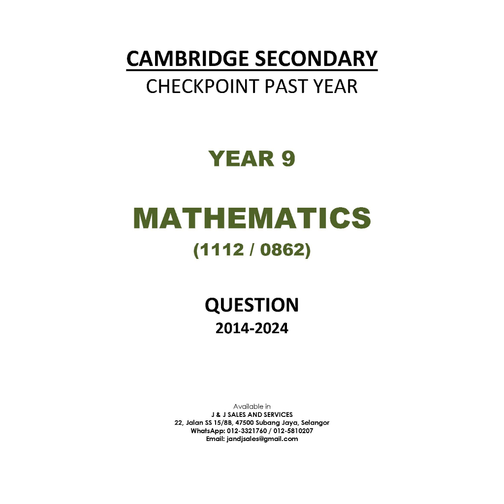 『Update』Cambridge Secondary Checkpoint Year 9 Mathematics Past Year ...