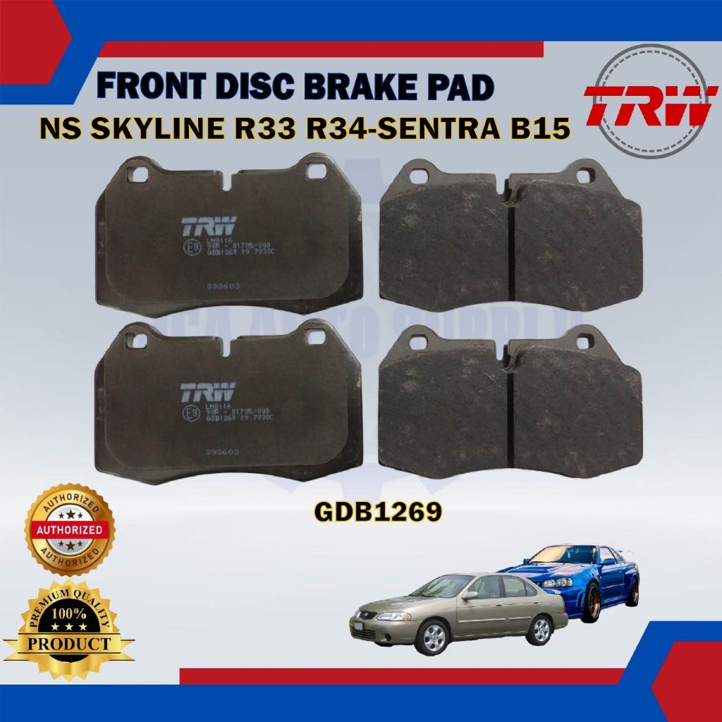 Nissan Skyline R33-R34-Sentra B15-Fairlady-Front Disc Brake Pad-TRW ...