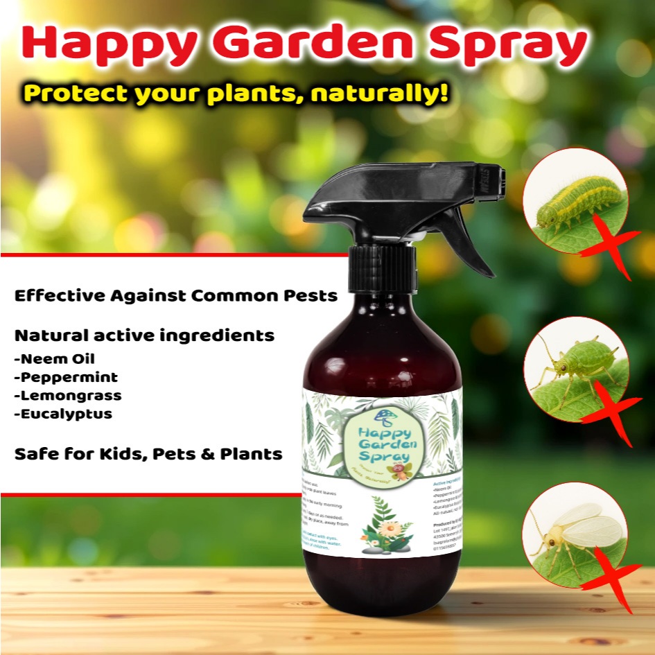 Happy Garden Natural Insect Repellent Spray – Neem & Essential Oils ...