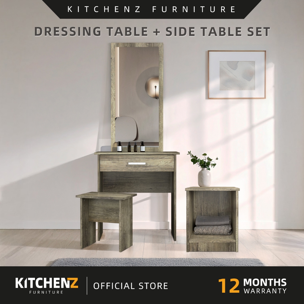 KitchenZ 4FT x 6FT Alian Sliding Wardrobe Set / Side Table / Dressing ...