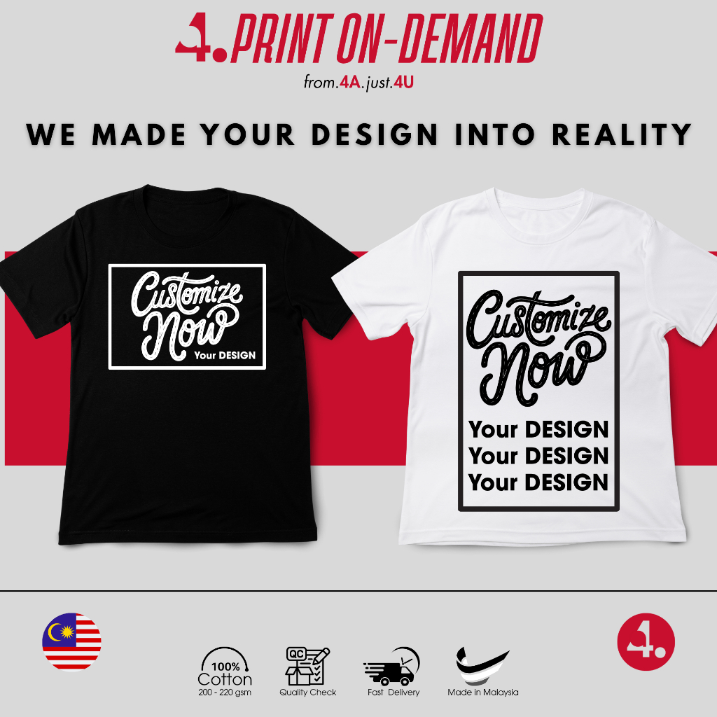 NO MOQ CUSTOM YOUR DESIGN T Shirt Printing Cetak Baju Cotton Microfibre ...