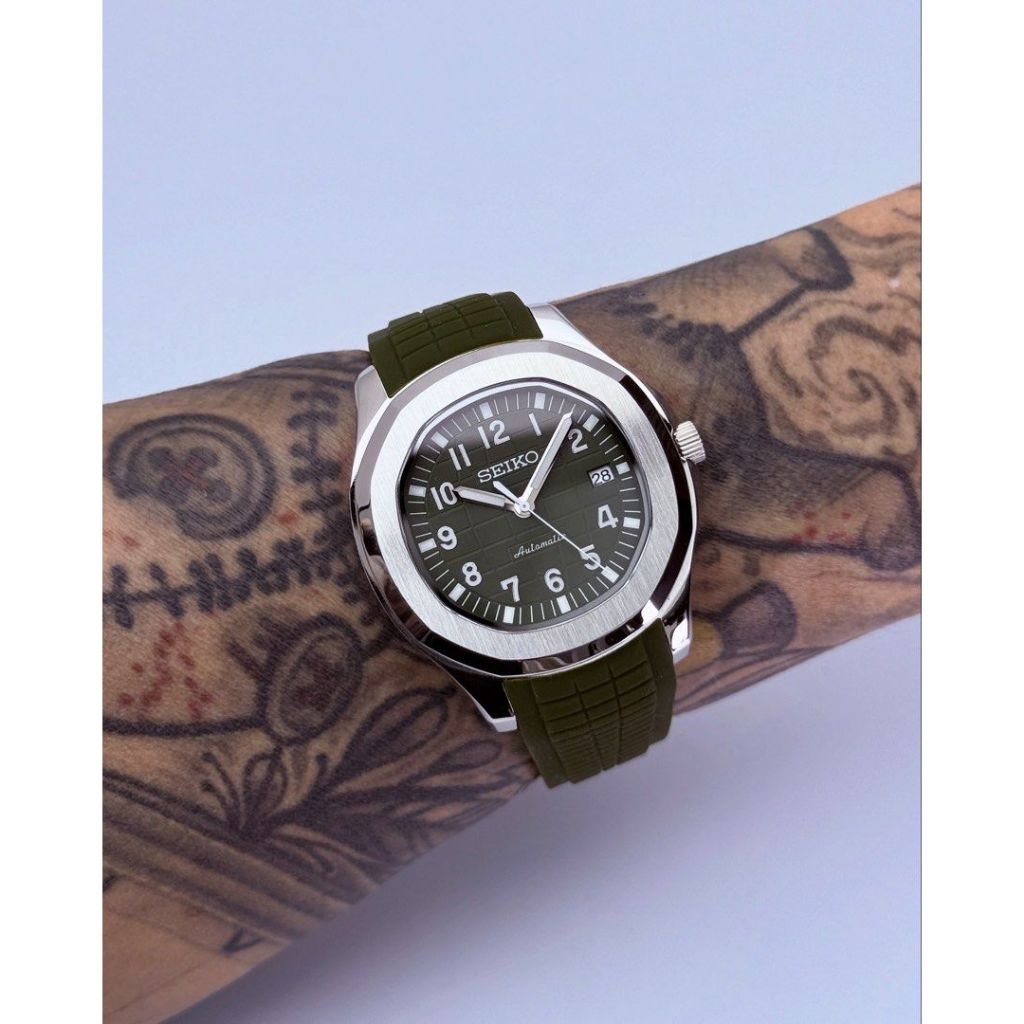 【Custom Seiko Mod 42mm Olive Green Aquanaut】 Custom Seiko Mod Automatic ...
