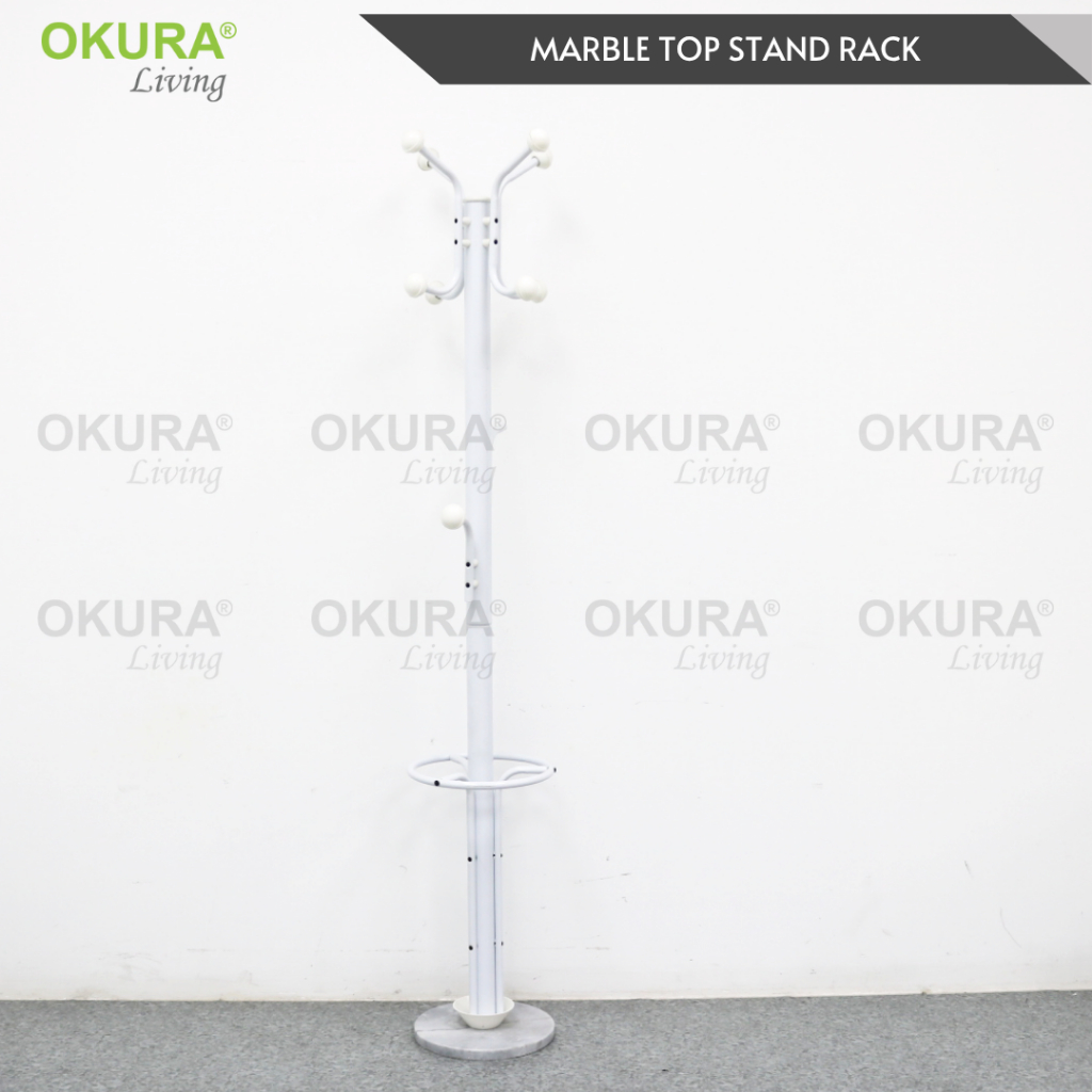 OKURA Marble Stand Cloth Rack Metal Clothes Hat Towel Umbrella Standing ...