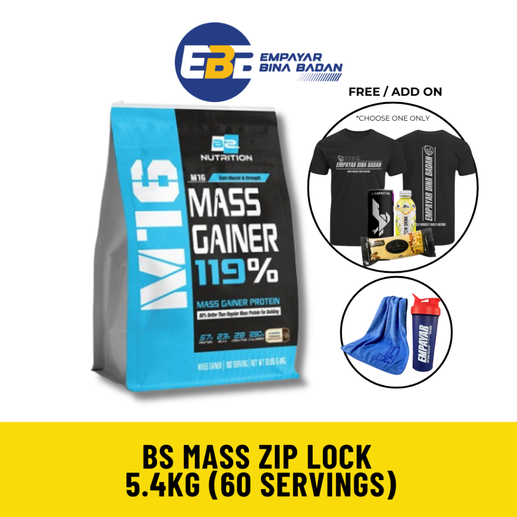 Bs Nutrition Mass Gainer Protein M16 Halal (5.4kg) Zip Lock Bag ...