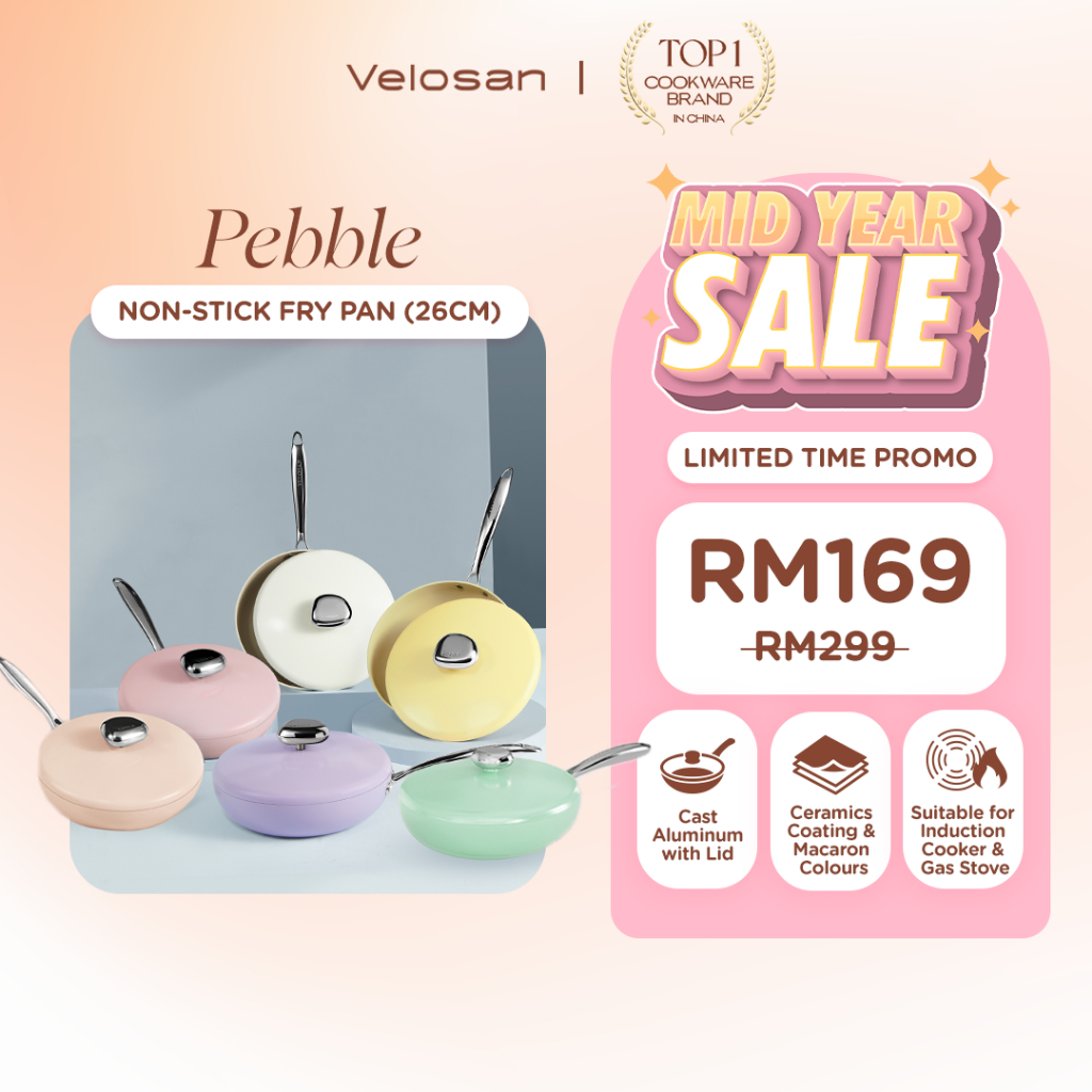 [Top] Velosan Pebble Non-stick Fry Pan (26CM) | Cast Aluminium Lid ...
