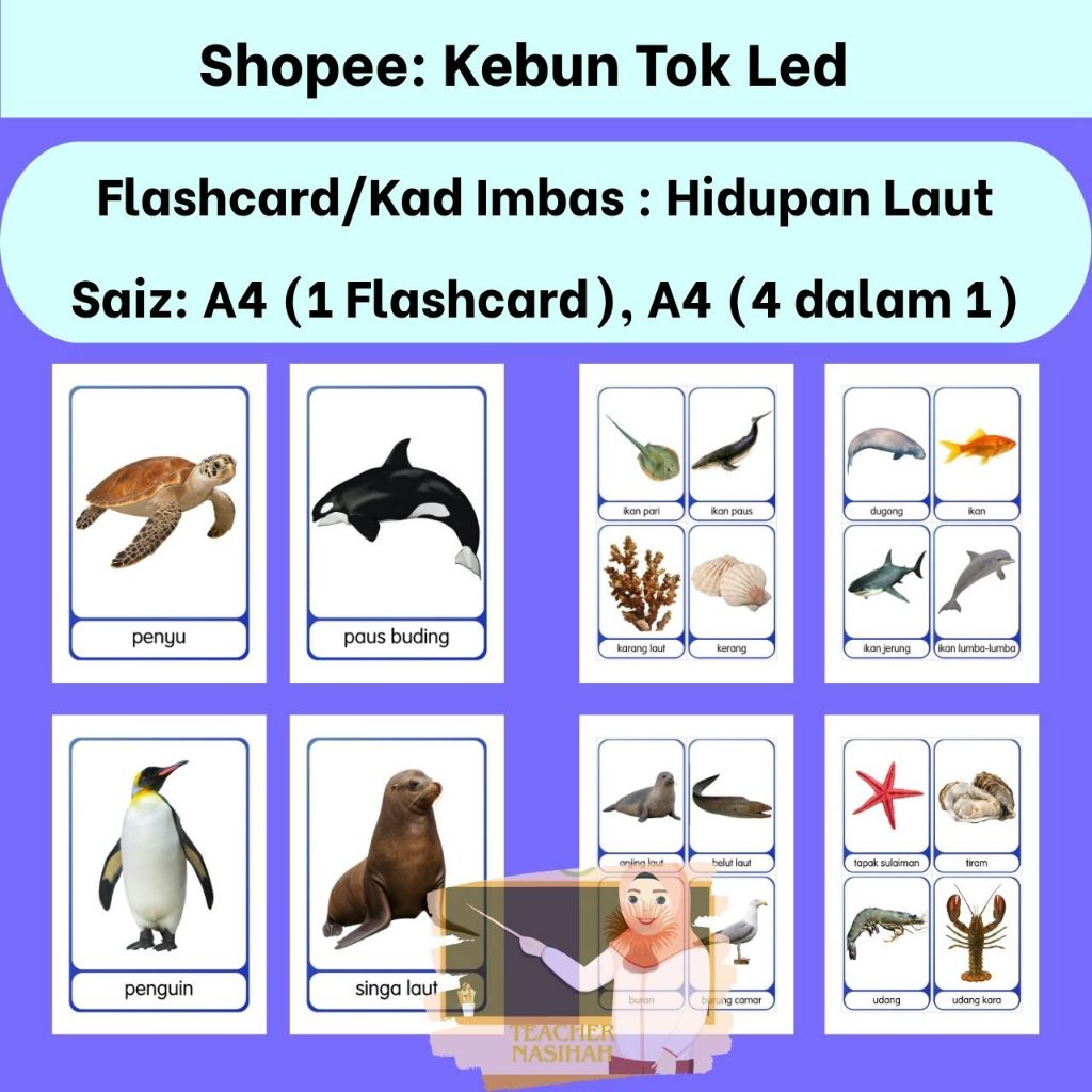 PDF: Flashcard | Kad Imbas | Bahasa Melayu | Tema Hidupan Laut | Ready ...