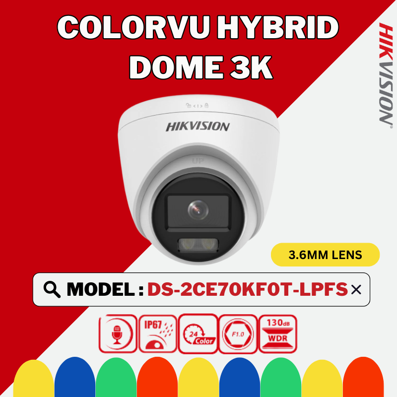 HIKVISION CCTV (World No.1) 3K ColorVu Smart Hybrid Light Audio Dome ...