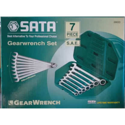 09023 SATA 7PC COMBINATION DOUBLE RATCHETING WRENCH SET(S.A.E) | Shopee ...