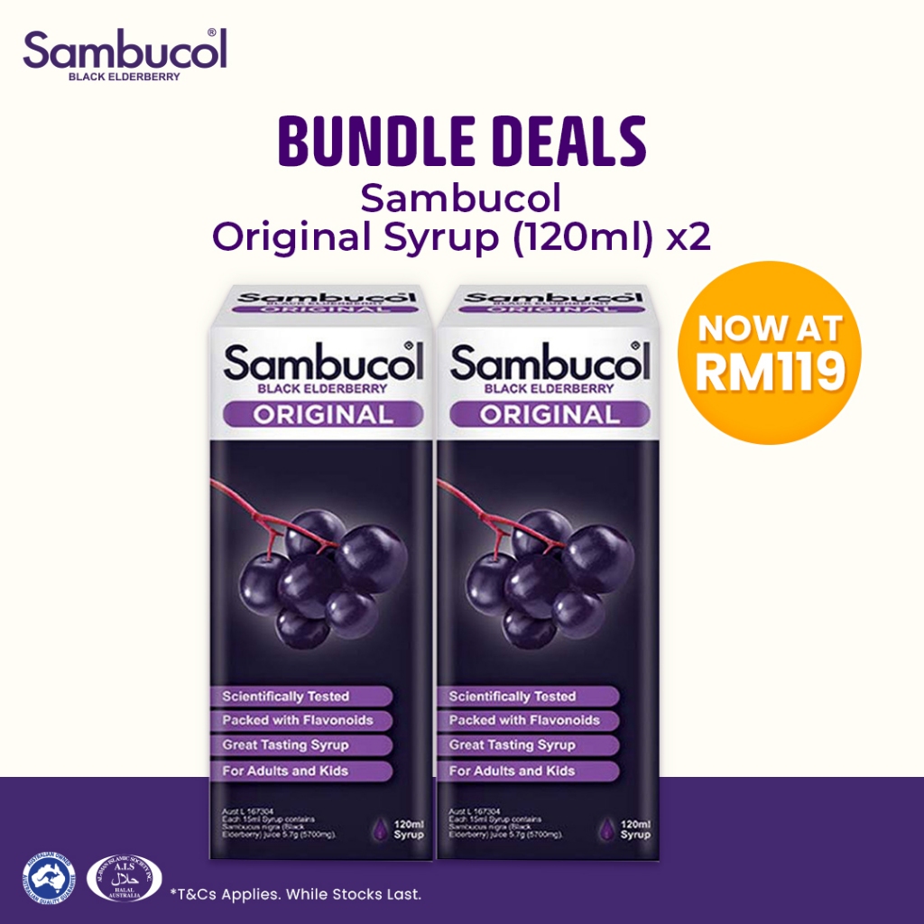 [Bundle] Sambucol Black Elderberry Original Syrup (120ml x 2) | Shopee ...
