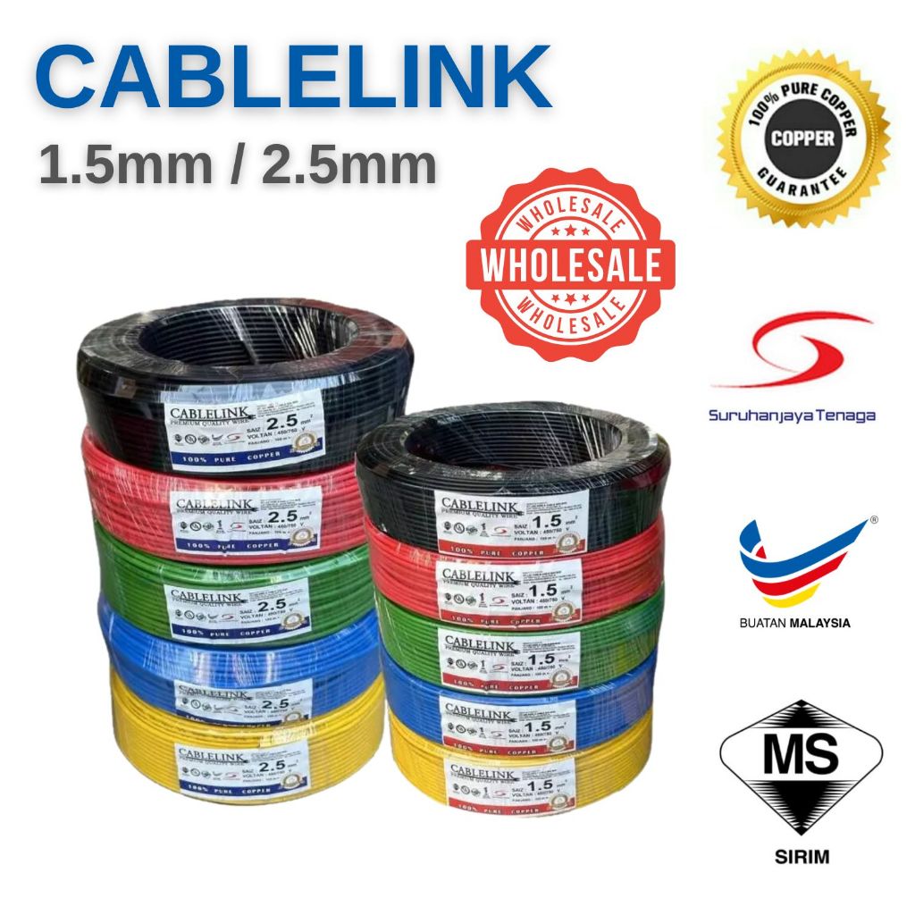 [SIRIM] Cablelink Cable Electric 1.5mm & 2.5mm 100% Full Pure Copper ...