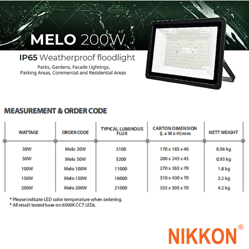 Nikkon IP66 Melo Series LED Floodlight Outdoor Led Spotlight (30W/50W ...