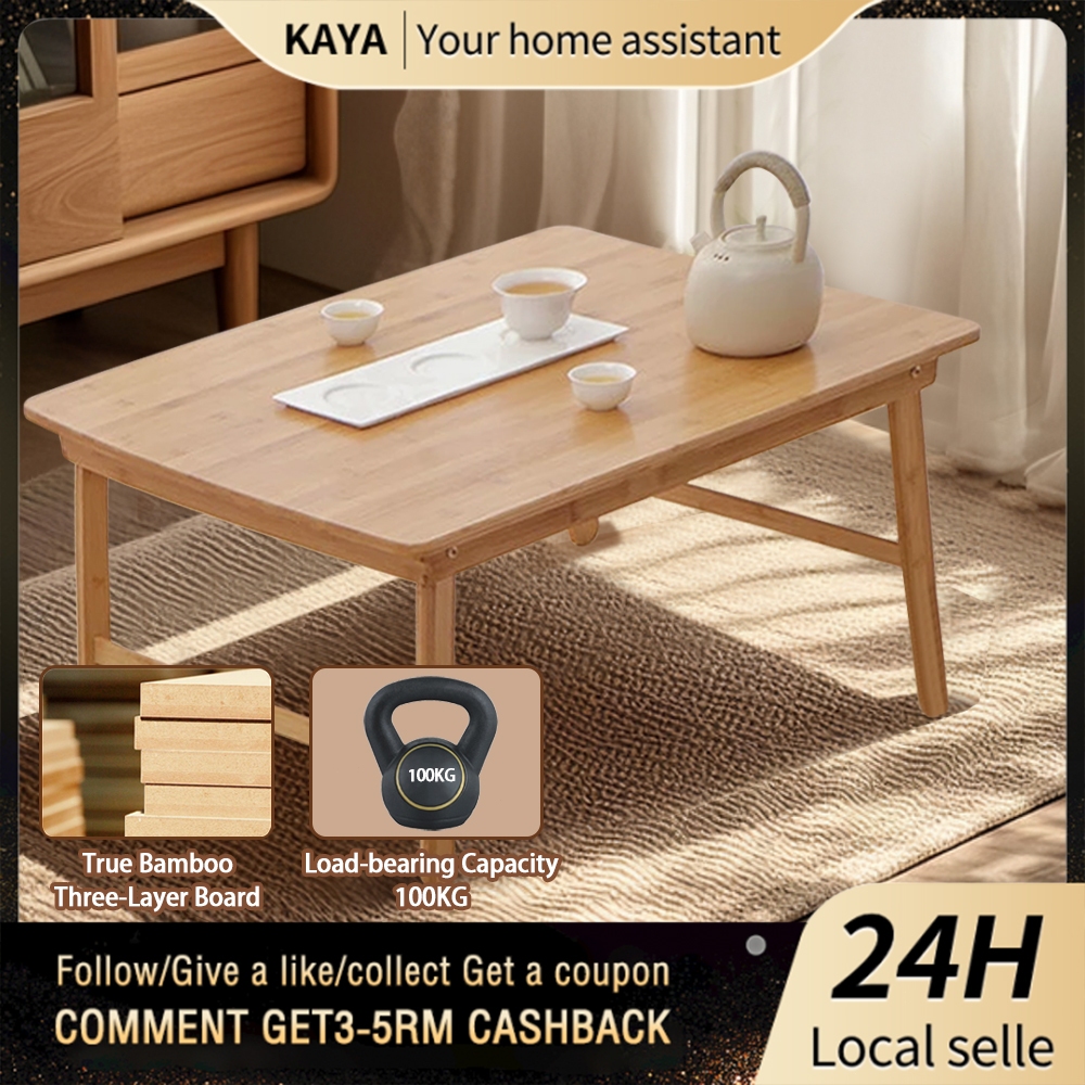 🔥Meja Lipat Bambu Asli KAYA 60/80CM Meja Laptop & Teh MUDAH BAWA Meja ...