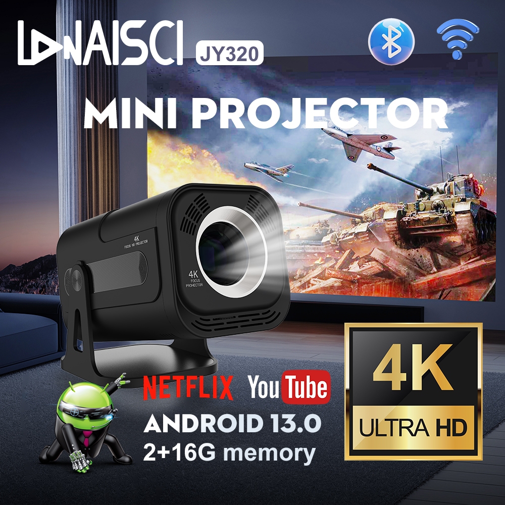 4K Mini Short Throw Projector JY320 Android 13 System Bluetooth ...