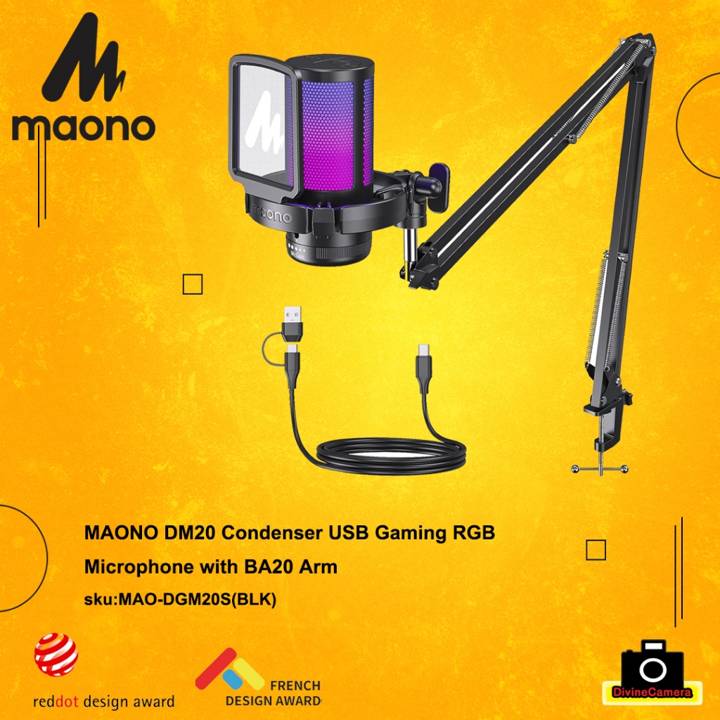 MAONO DM20 Condenser USB Gaming RGB Microphone with BA20 Arm | Shopee Malaysia