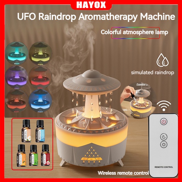 UFO Aromatherapy Humidifier Colorful LED Lights Raindrop Humidifier ...