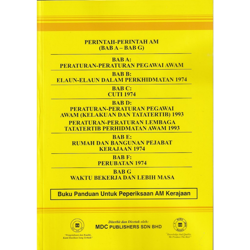 BUKU PERINTAH-PERINTAH AM (BAB A-BAB G) 2025 (MDC) | Shopee Malaysia