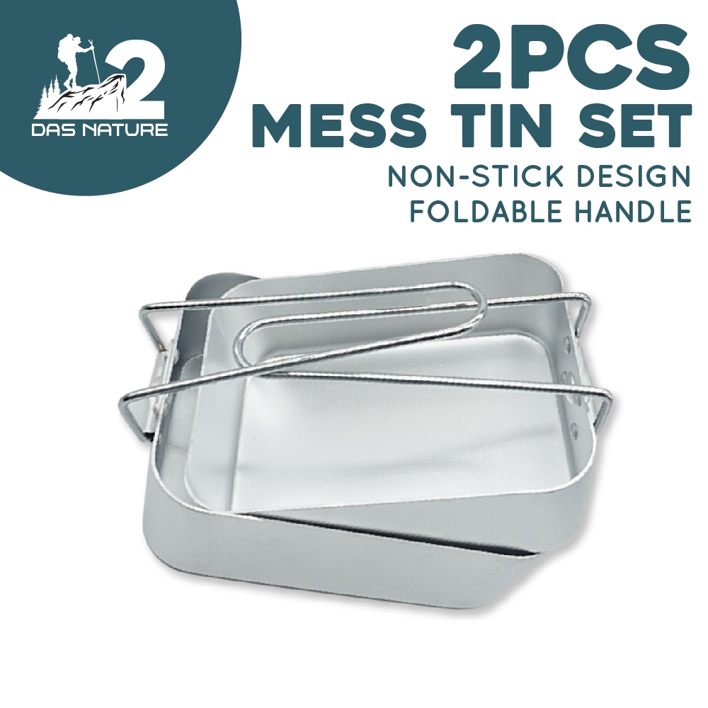 Mess Tin Set Camping Cooking Set Aluminium Pot 2 Pcs Outdoor Cookware ...