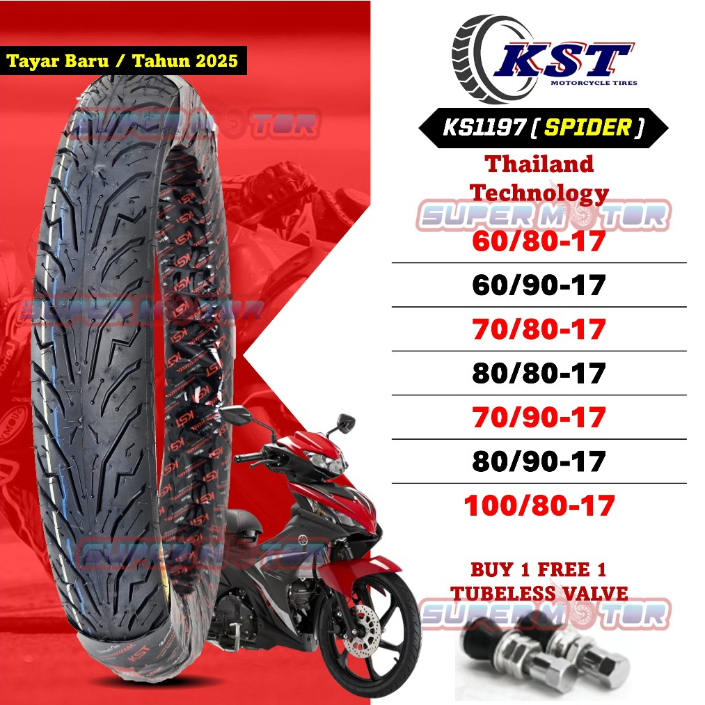 TAYAR Motor Tyre 17 inch 70/90-17 & 80/90-17 Bunga Spier (KST 1197 ...