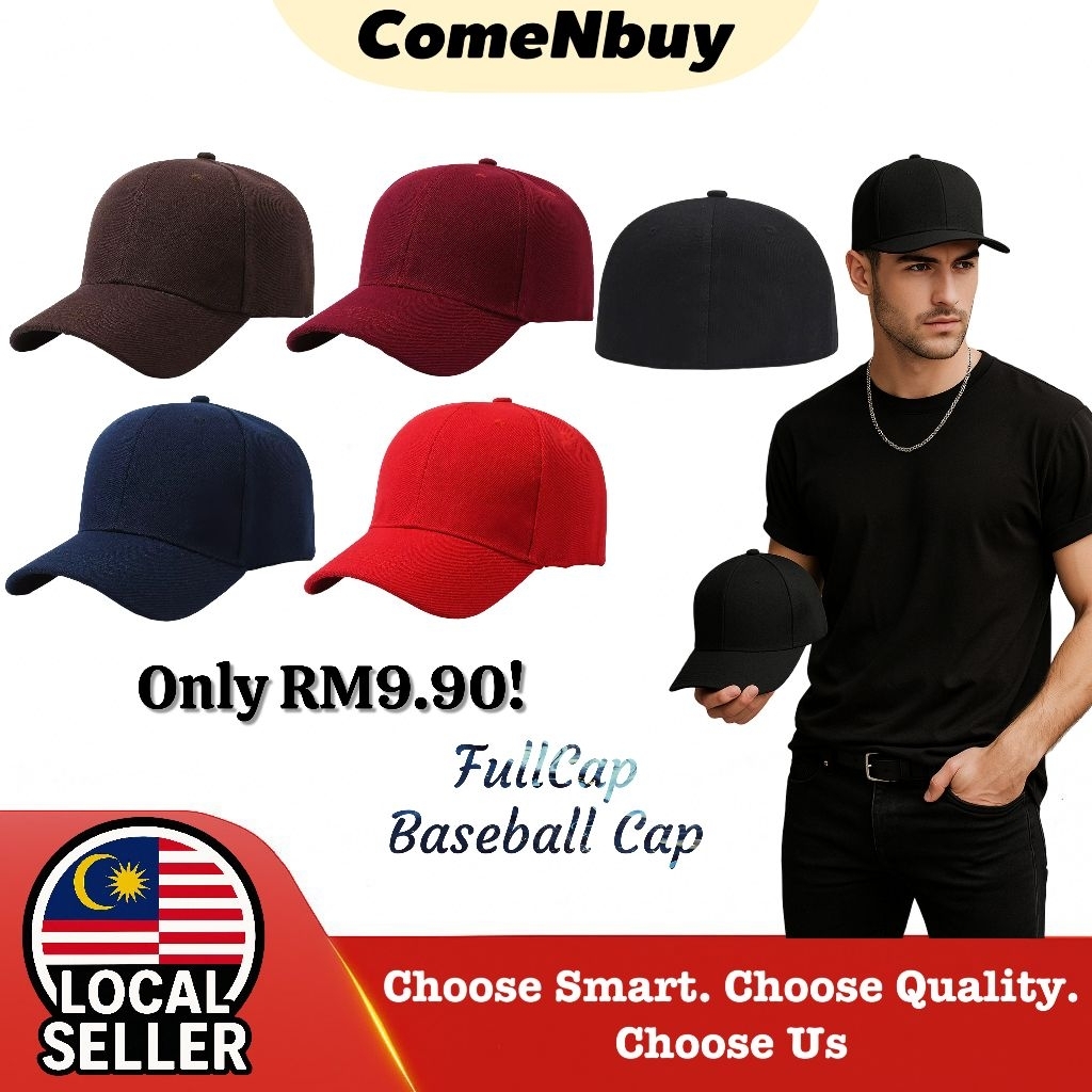 FULL CAP High Quality Non-Adjustable Penuh Casual Color Plain Baseball ...