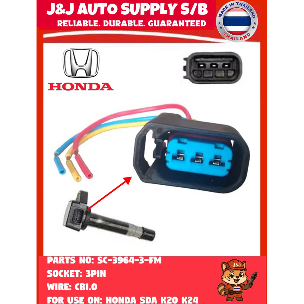 SC-3964-3-FM Honda SDA K20 K24 Ignition Plug Coil Connector Socket 3 ...
