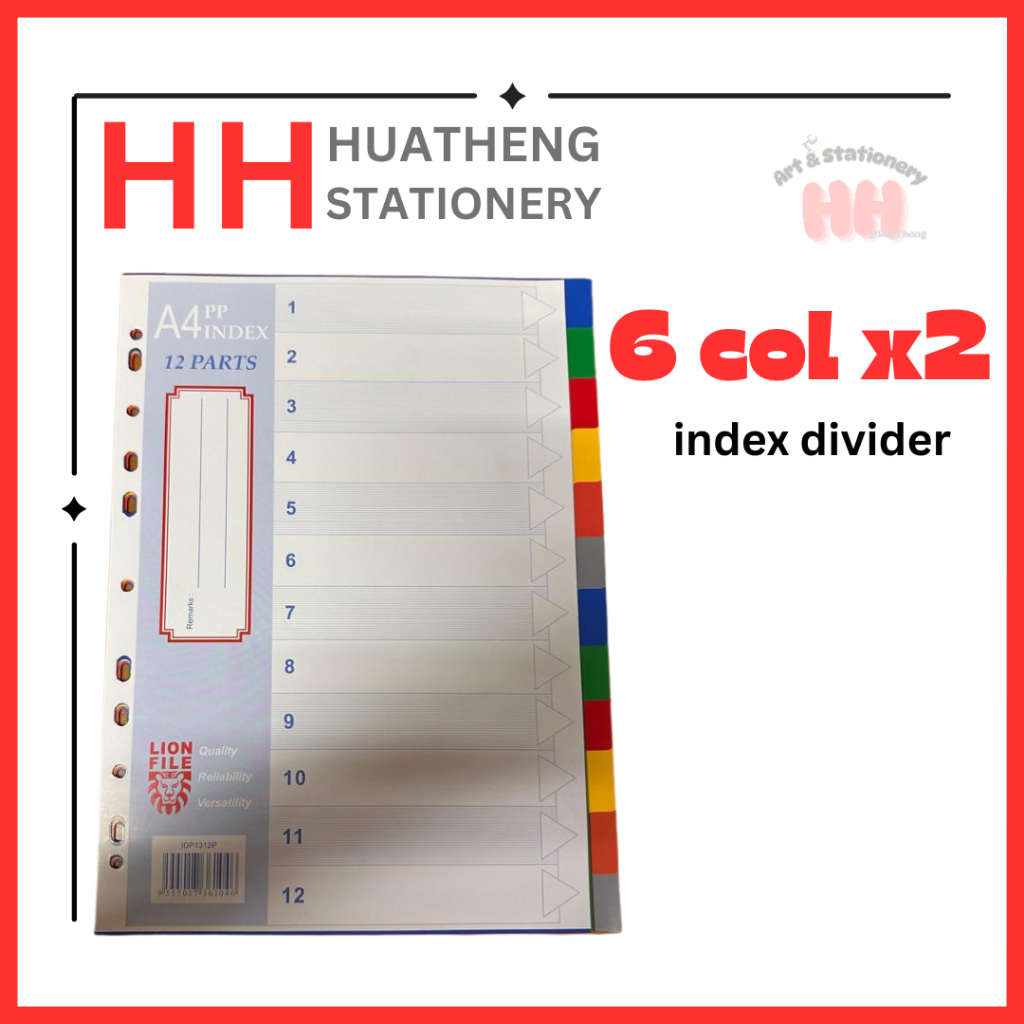 Paper A4 Color Lion Index Divider 6 Colour File Filing Separator ...