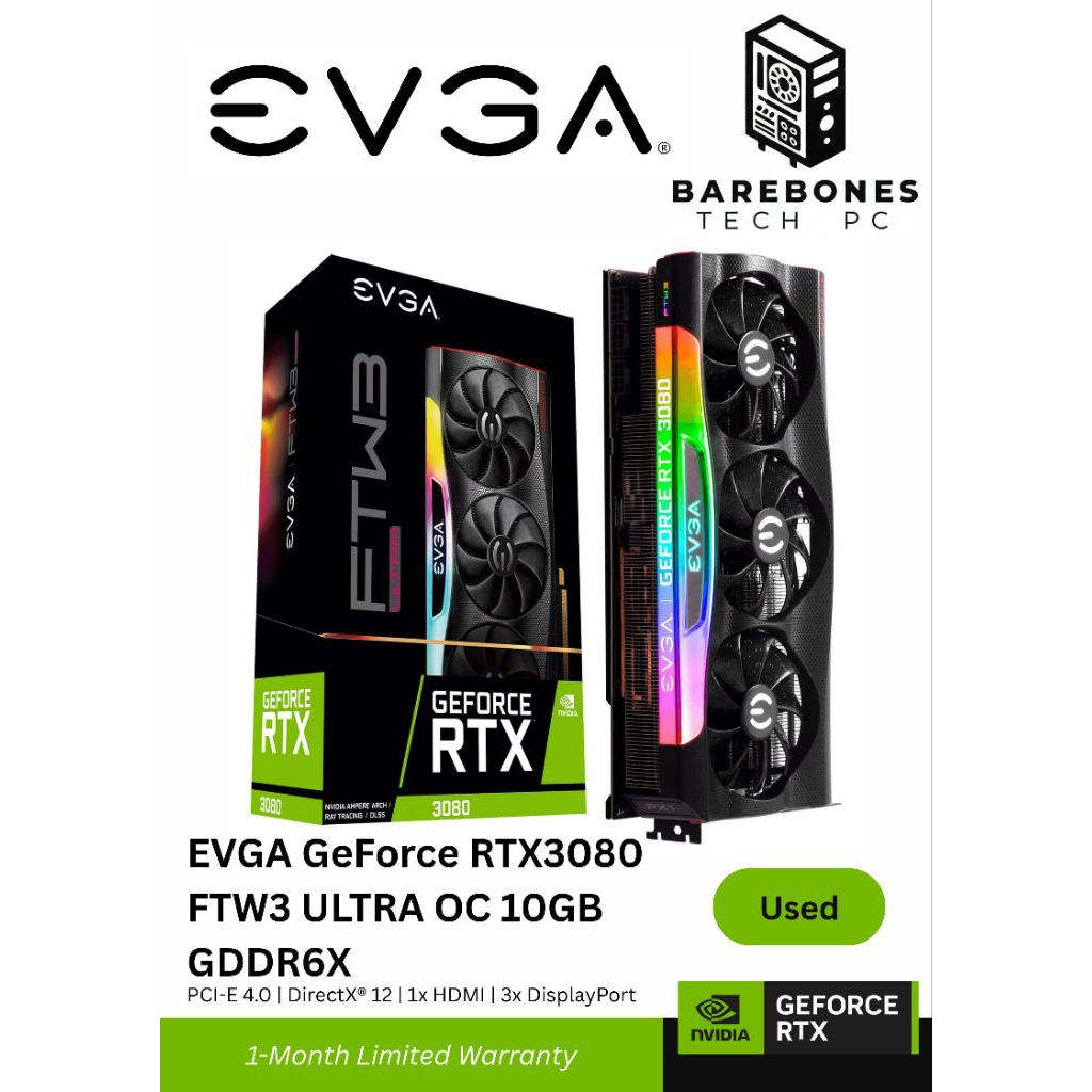 USED NVIDIA RTX 3080 10GB EVGA FTW3 ULTRA Gaming | Editing | 3D ...