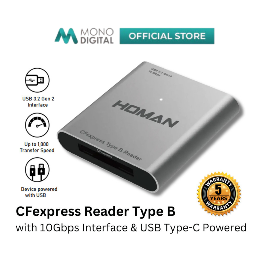 HOMAN CFEXPRESS READER TYPE B CARD READER WITH USB 3.2 GEN 2 INTERFACE, ESD PROTECTION, UP TO ...