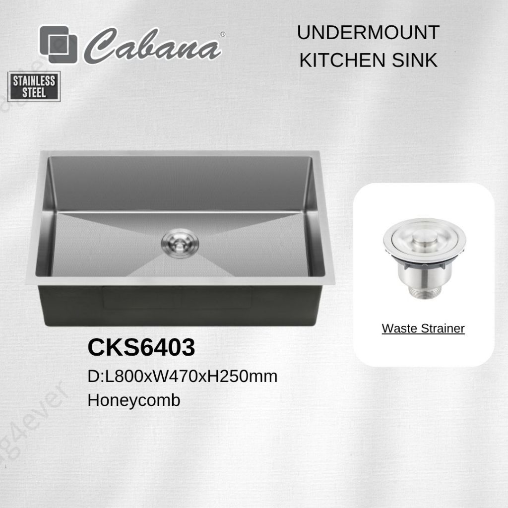 CABANA Undermount Single Bowl 800x470 Stainless Steel 304 Honeycomb ...