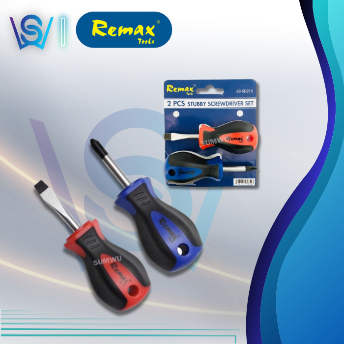 REMAX 2PCS 38MM STUBBY SCREWDRIVER SET (68-SD215) Philip Slotted Pemutar Skru Kecil Mini 迷你短螺丝刀 ...
